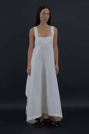 HEIRLOME Monica Dress In Silk And Linen - Ivory