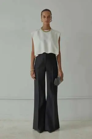 HEIRLOME Leyva Tailored Flared Trousers In Italian Silk Wool