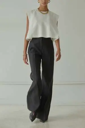 HEIRLOME Leyva Tailored Flared Trousers In Italian Silk Wool
