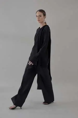 HEIRLOME Coco Silk Crepe Blouse With Adjustable Shoulder Ties