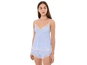 Eberjey Isla Cami Short Pajama Pajama Sets Regatta Stripe Summer Blue - White