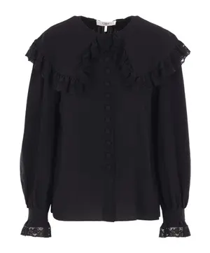 Chloé Oversized Collar Lace-detailed Blouse