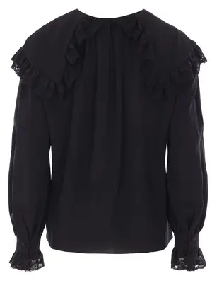 Chloé Oversized Collar Lace-detailed Blouse