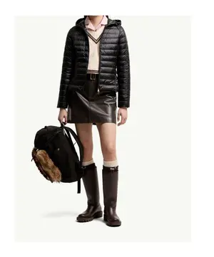 Moncler Short Zip-up Padded Jacket With Hood - Black