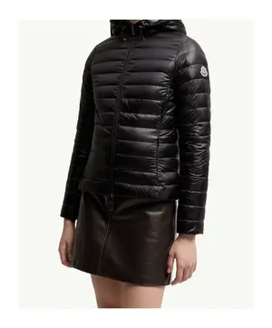 Moncler Short Zip-up Padded Jacket With Hood - Black