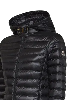 Moncler Short Zip-up Padded Jacket With Hood - Black