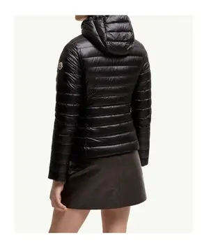 Moncler Short Zip-up Padded Jacket With Hood - Black