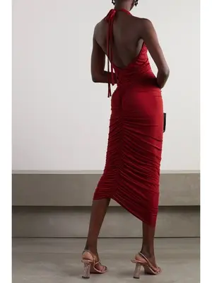 Magda Butrym Ruched Dress With Floral Appliqu