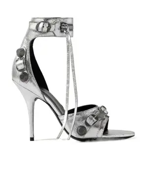 Balenciaga Sandali Cagole 110 Mm Metallizzati Da Donna In Argento - Gray