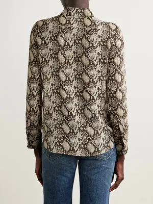 NILI LOTAN Gaia Snake Print Silk Crepe Shirt