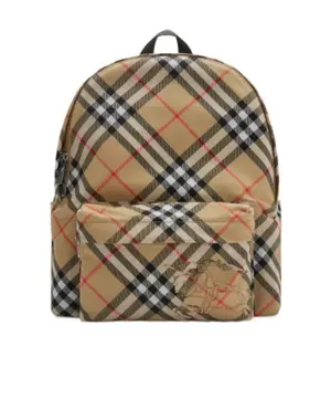Burberry Check-printed Zipped Small Backpack - Sand-colored