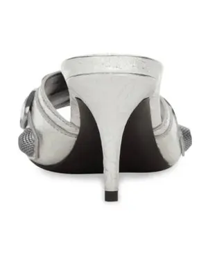 Balenciaga Silver Metallic Studded Sandals - Gray