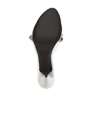 Balenciaga Silver Metallic Studded Sandals - Gray