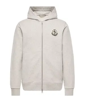 Moncler Sketched Logo Zip-up Cotton Hoodie
