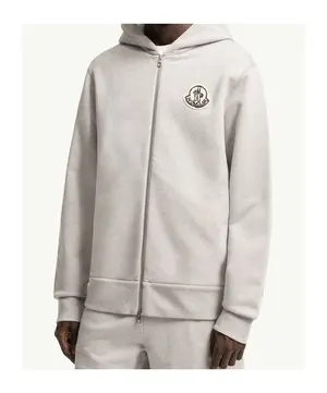 Moncler Sketched Logo Zip-up Cotton Hoodie