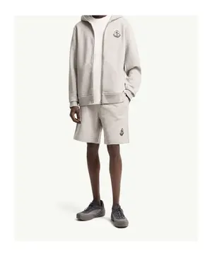Moncler Sketched Logo Zip-up Cotton Hoodie