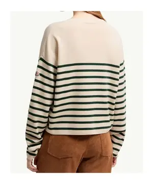 Moncler Striped Crewneck Jumper With Logo Detail