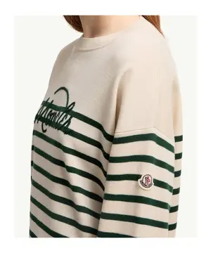 Moncler Striped Crewneck Jumper With Logo Detail