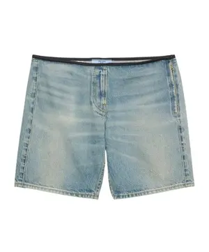 Prada Washed Denim Bermuda Shorts - Blue