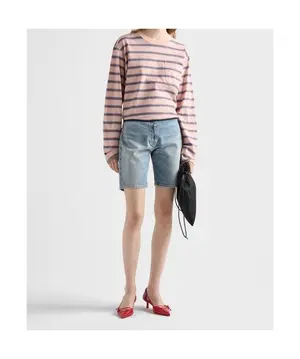 Prada Washed Denim Bermuda Shorts - Blue
