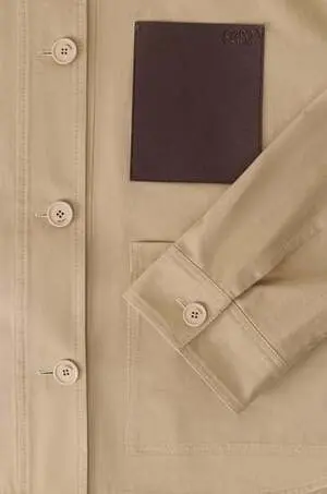 Loewe Workwear Jacket With Leather Pocket Detail - Light Brown