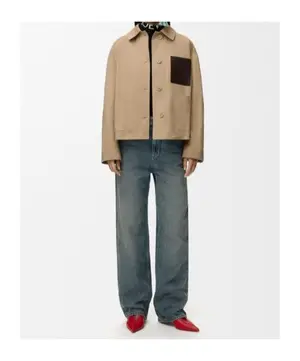 Loewe Workwear Jacket With Leather Pocket Detail - Light Brown