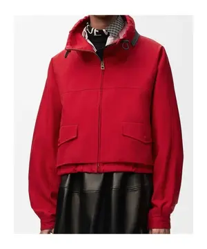 Loewe Zip Up Jacket With Leather Trim - Red