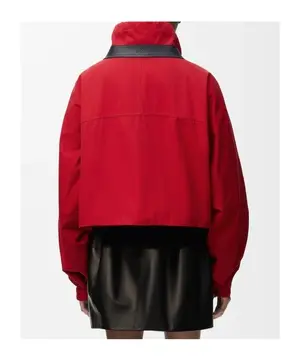 Loewe Zip Up Jacket With Leather Trim - Red