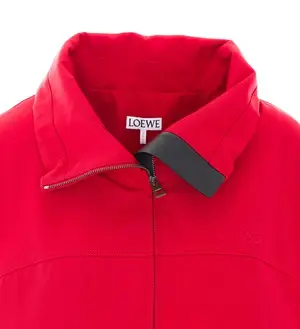 Loewe Zip Up Jacket With Leather Trim - Red