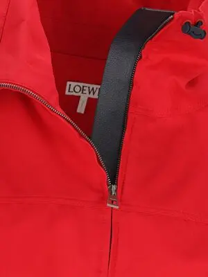 Loewe Zip Up Jacket With Leather Trim - Red