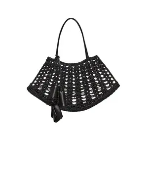 Magda Butrym Crochet-knit Flower-pendant Tote Bag - Black