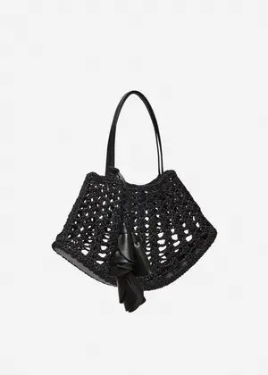 Magda Butrym Crochet Flower Pendant Tote Bag - Black