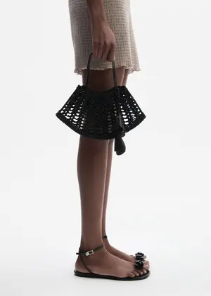 Magda Butrym Crochet Flower Pendant Tote Bag - Black
