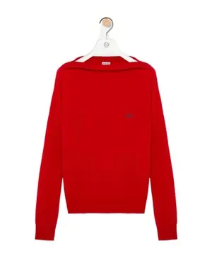 Loewe Boat Neck Anagram Embroidered Sweater - Red