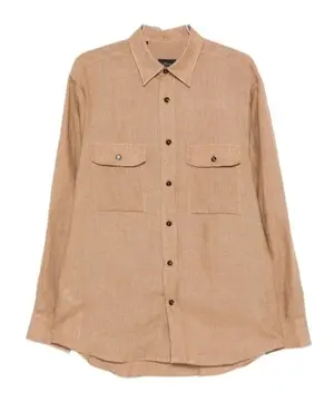 Brioni Long-sleeved Military Shirt - Brown