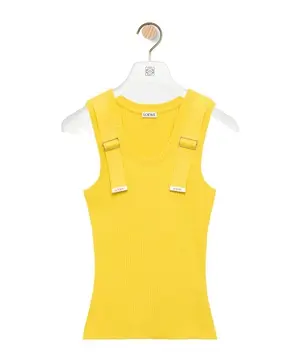 Loewe Stretch Cotton Tank Top With Engraved Metal Buckle - Yellow