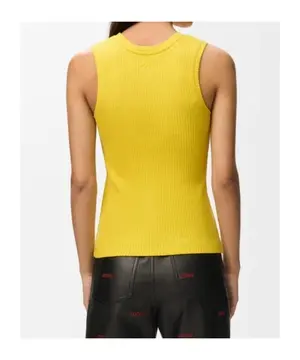 Loewe Stretch Cotton Tank Top With Engraved Metal Buckle - Yellow