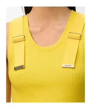 Loewe Stretch Cotton Tank Top With Engraved Metal Buckle - Yellow
