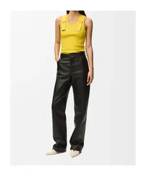 Loewe Stretch Cotton Tank Top With Engraved Metal Buckle - Yellow