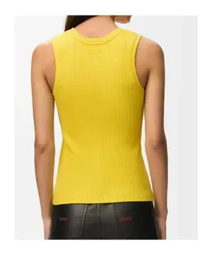 Loewe Stretch Cotton Tank Top With Engraved Metal Buckle - Yellow