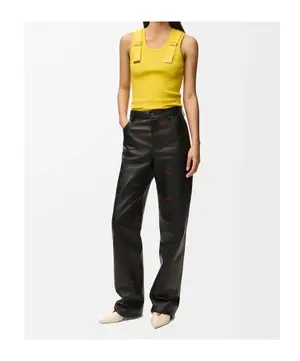 Loewe Stretch Cotton Tank Top With Engraved Metal Buckle - Yellow