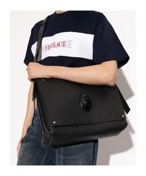 Versace Medusa Biggie Leather Messenger Bag