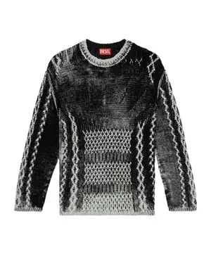 DIESEL® Textured Knitted Jumper - Grey/black