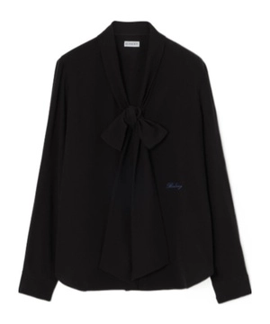 Burberry Long Sleeve Scarf Detail Blouse - Black