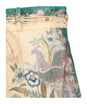 Zimmermann High-waisted Printed Shorts With Belt - Nude