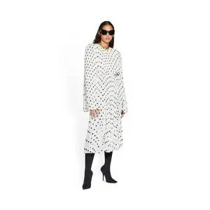 Balenciaga Hand Drawn Polka Dot Pleated Dress
