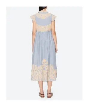 Sea Alexandra Embroidery Cap-sleeve Midi Dress