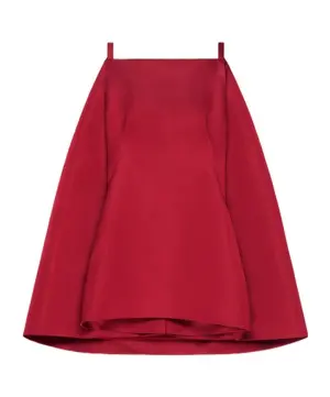 Givenchy Sliced Mini Dress In Satin With Cape - Deep Red