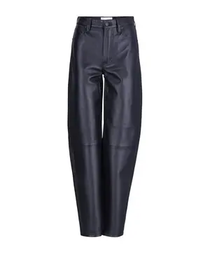 FRAME Leather Pants With Belt Loops - Navy Blue