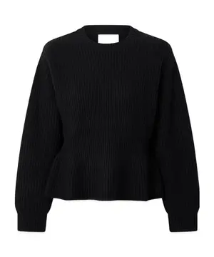 LISA YANG Mirella Ribbed Cashmere Peplum Sweater